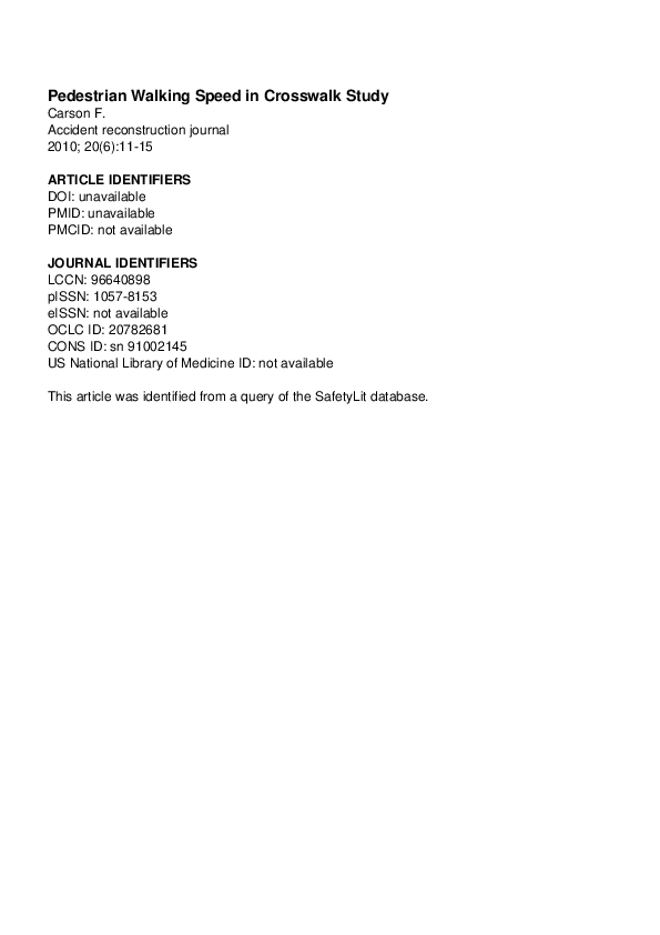 (PDF) Pedestrian Walking Speed in Crosswalk Study