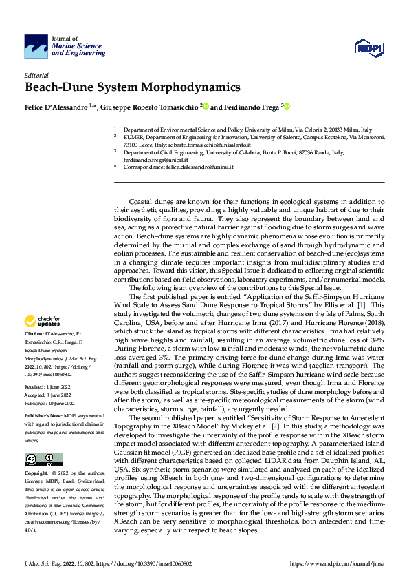 (PDF) Beach-Dune System Morphodynamics