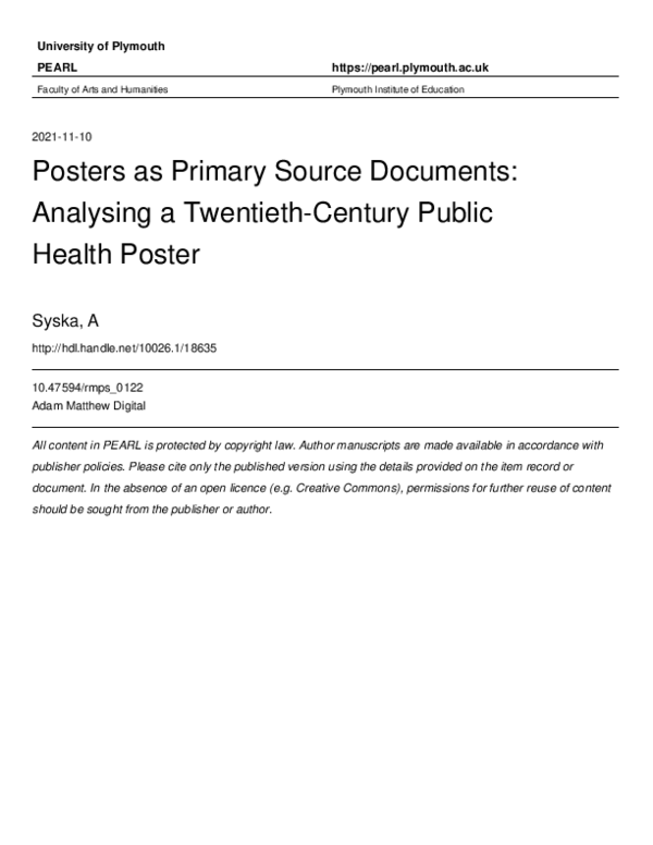 (PDF) Posters as Primary Source Documents: Analysing a Twentieth ...