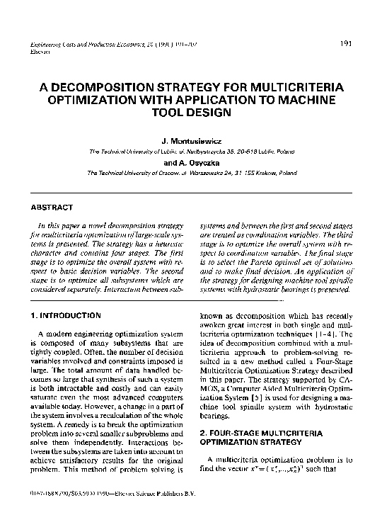 (PDF) A decomposition strategy for multicriteria optimization with ...