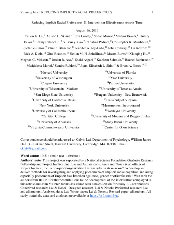 (PDF) Reducing Implicit Racial Preferences: II. Intervention ...