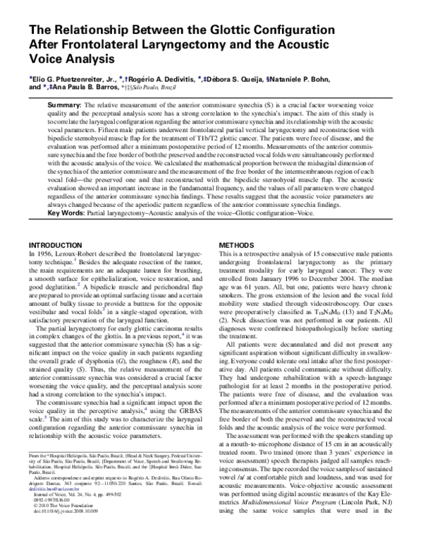 (PDF) The Relationship Between the Glottic Configuration After ...