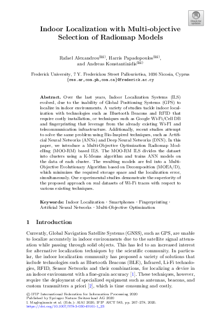 (PDF) Indoor Localization with Multi-objective Selection of Radiomap Models