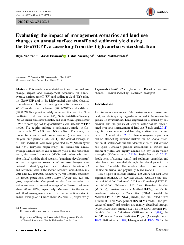 (PDF) Evaluating the impact of management scenarios and land use changes on annual surface ...