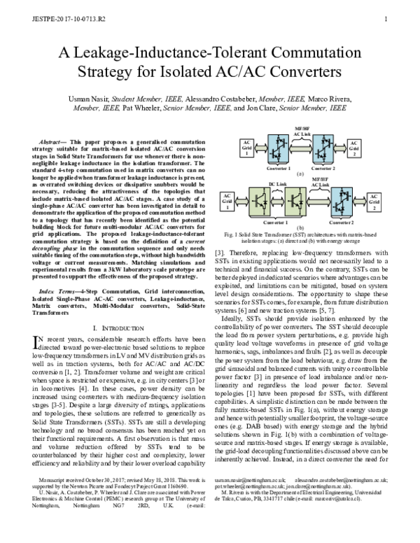 (PDF) A Leakage-Inductance-Tolerant Commutation Strategy for Isolated ...