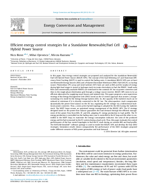 (PDF) Efficient energy control strategies for a Standalone Renewable ...