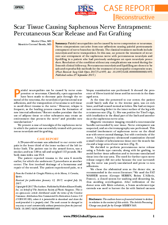 (PDF) Scar Tissue Causing Saphenous Nerve Entrapment