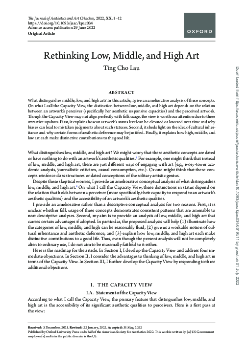 (PDF) Rethinking Low, Middle, and High Art