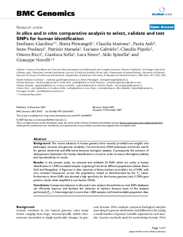 (PDF) In silico and in vitro comparative analysis to select, validate ...
