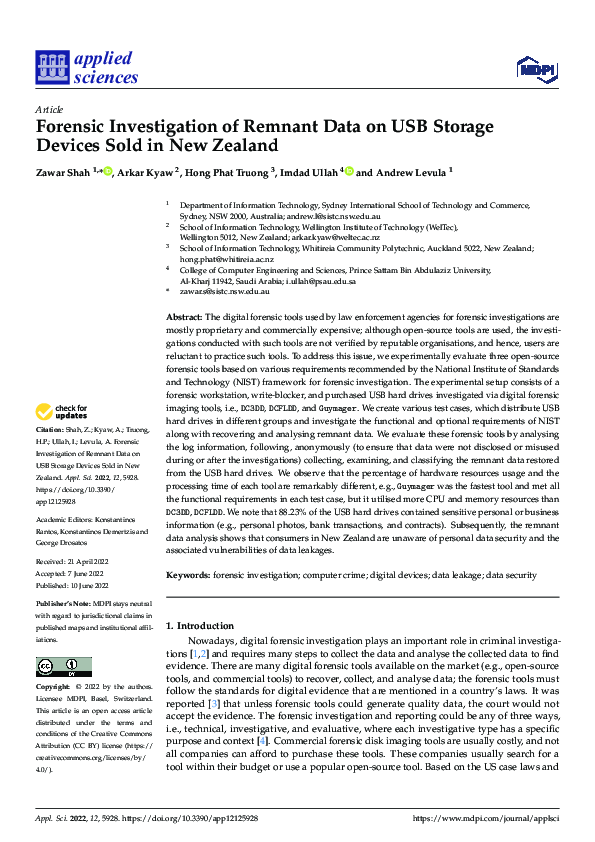 (PDF) Forensic Investigation of Remnant Data on USB Storage Devices Sold in New Zealand