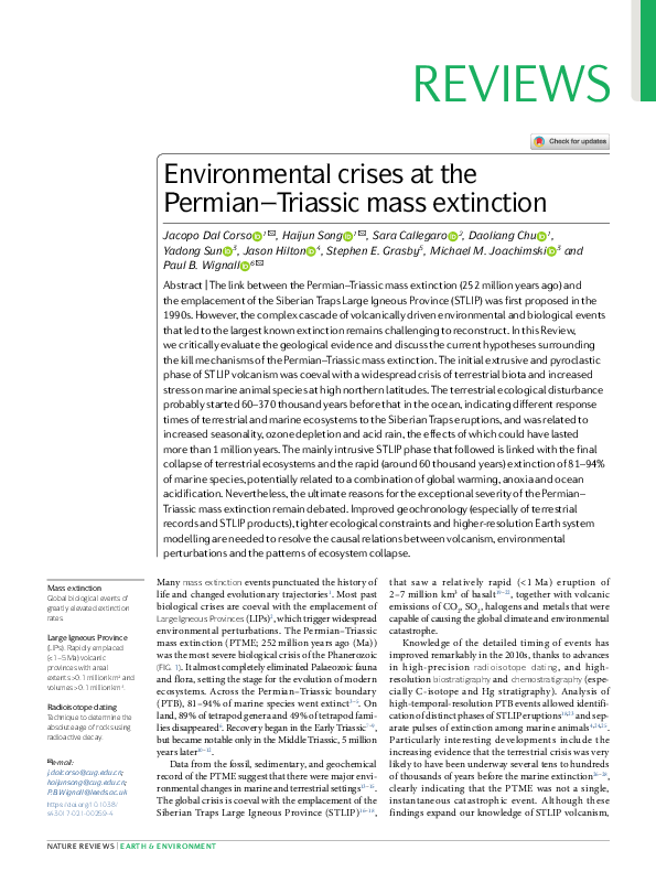 (PDF) Environmental crises at the Permian–Triassic mass extinction