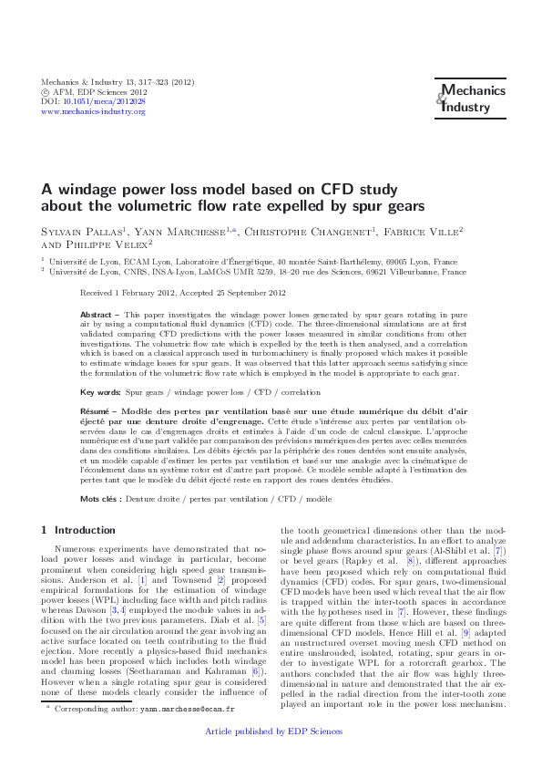 (PDF) A windage power loss model based on CFD study about the ...