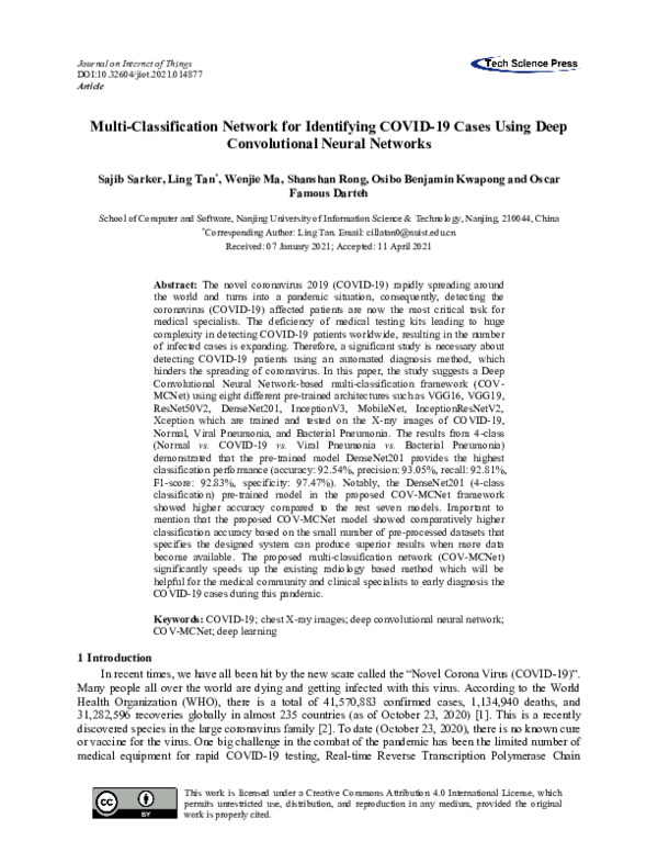 (PDF) Multi-Classification Network for Identifying COVID-19 Cases Using ...