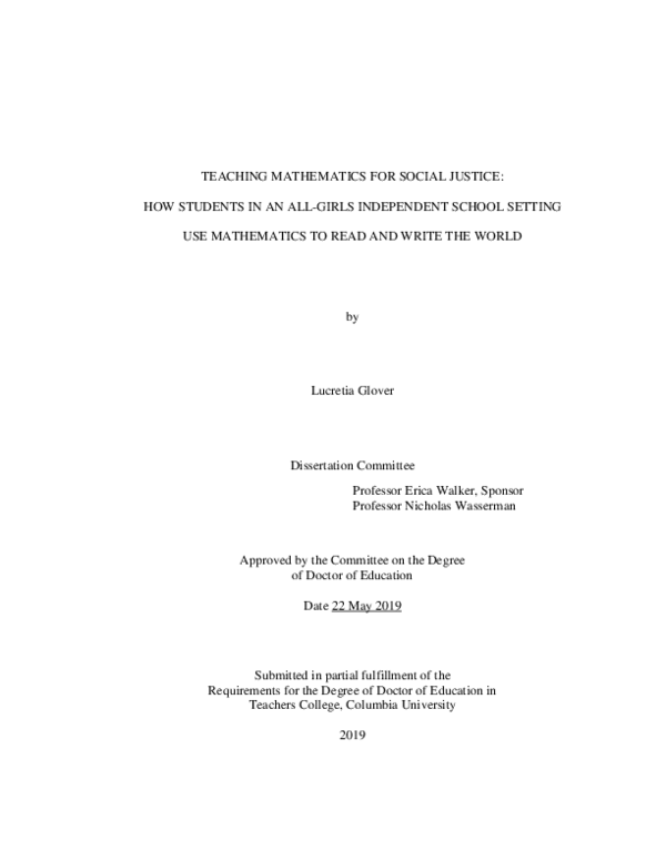 (PDF) Teaching Mathematics For Social Justice: How Students In An All ...