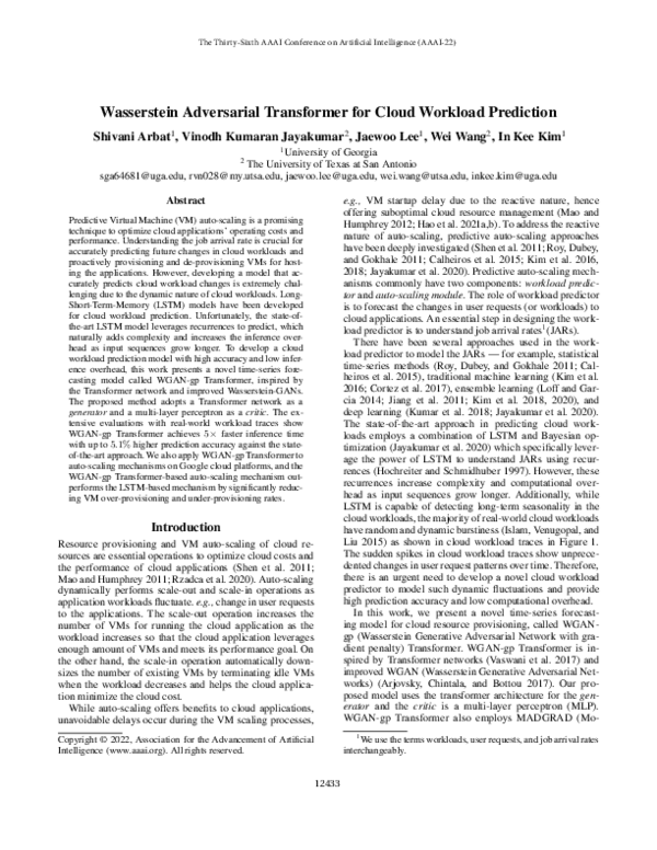 (PDF) Wasserstein Adversarial Transformer for Cloud Workload Prediction