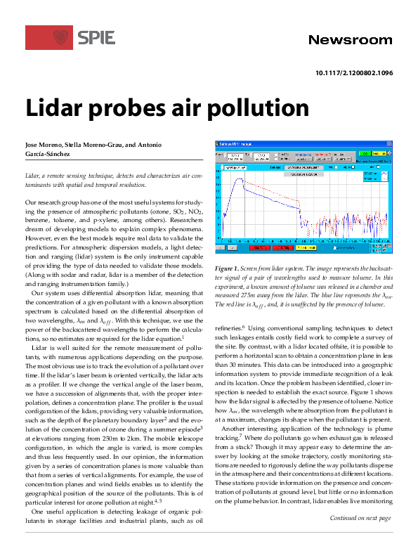 (PDF) Lidar probes air pollution