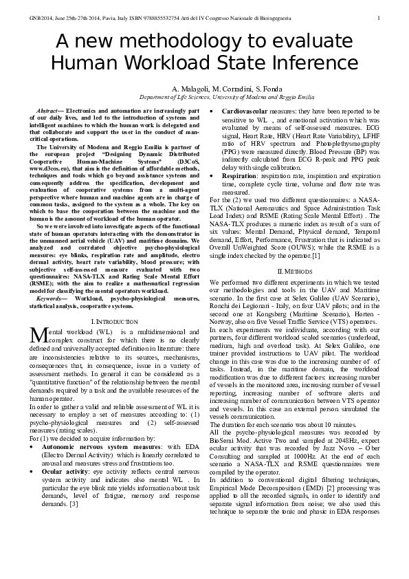 (PDF) A new methodology to evaluate Human Workload State Inference