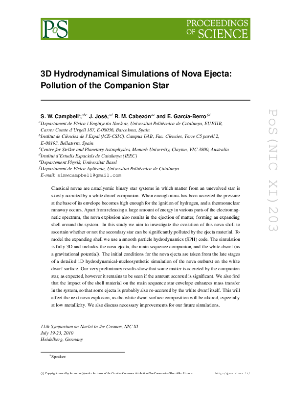(PDF) Fluid Dynamics Simulations of Ejecta from Novae Explosions