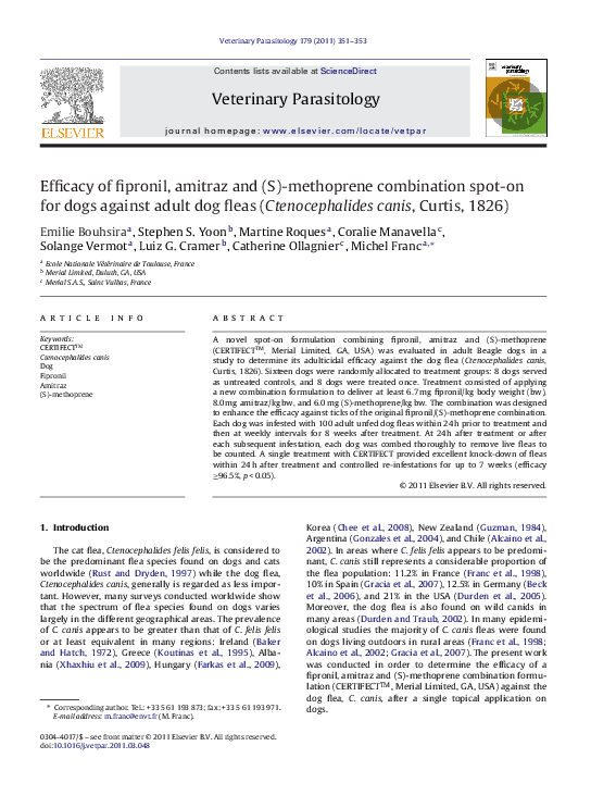 (PDF) Efficacy of fipronil, amitraz and (S)-methoprene combination spot ...