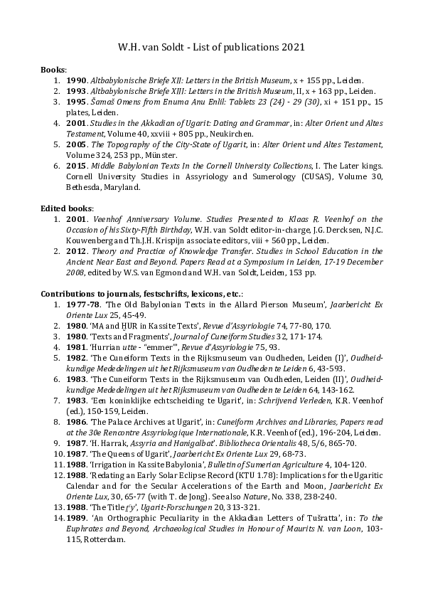 (PDF) Publications list van Soldt