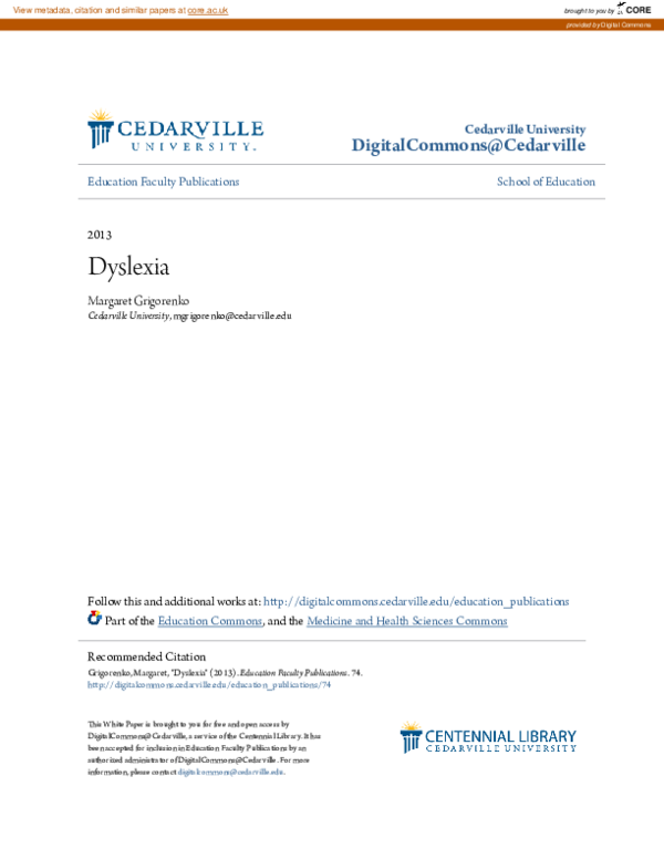 (PDF) Dyslexia