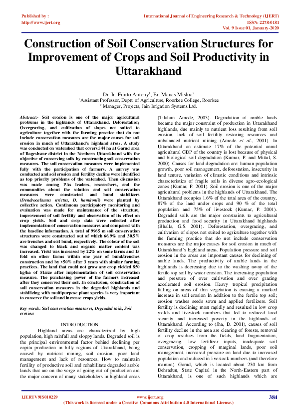 (PDF) Construction of Soil Conservation Structures for Improvement of ...