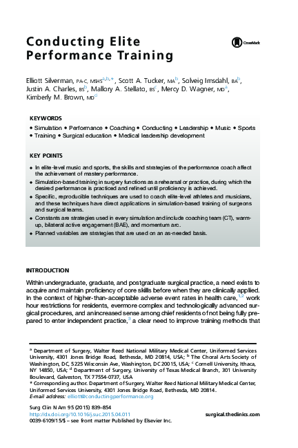 (PDF) Conducting Elite Performance Training