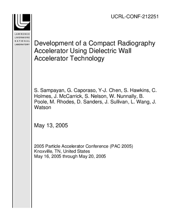 (PDF) Development of a Compact Radiography Accelerator Using Dielectric ...