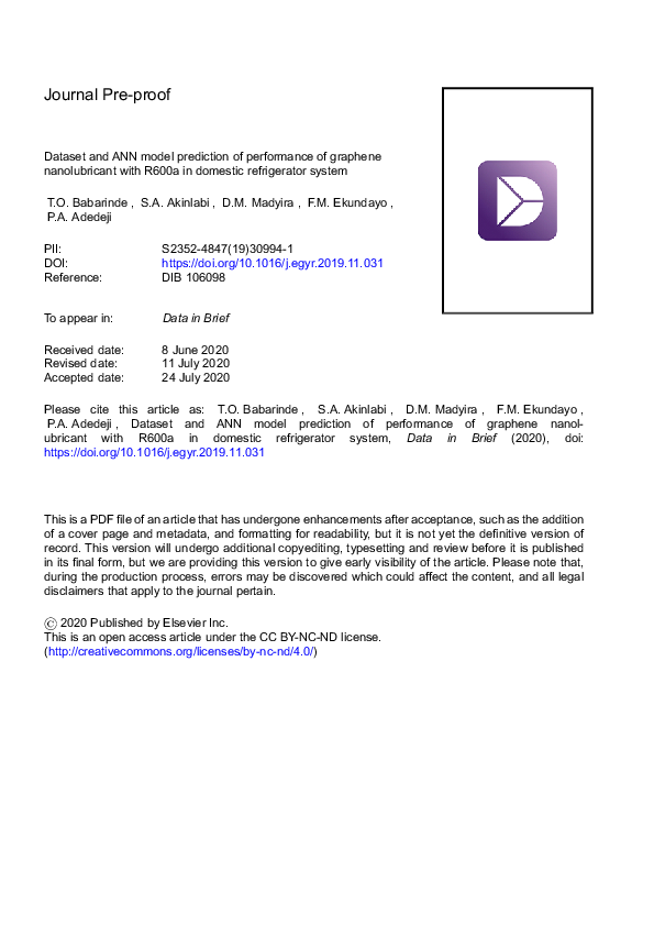 (PDF) Dataset and ANN model prediction of performance of graphene ...