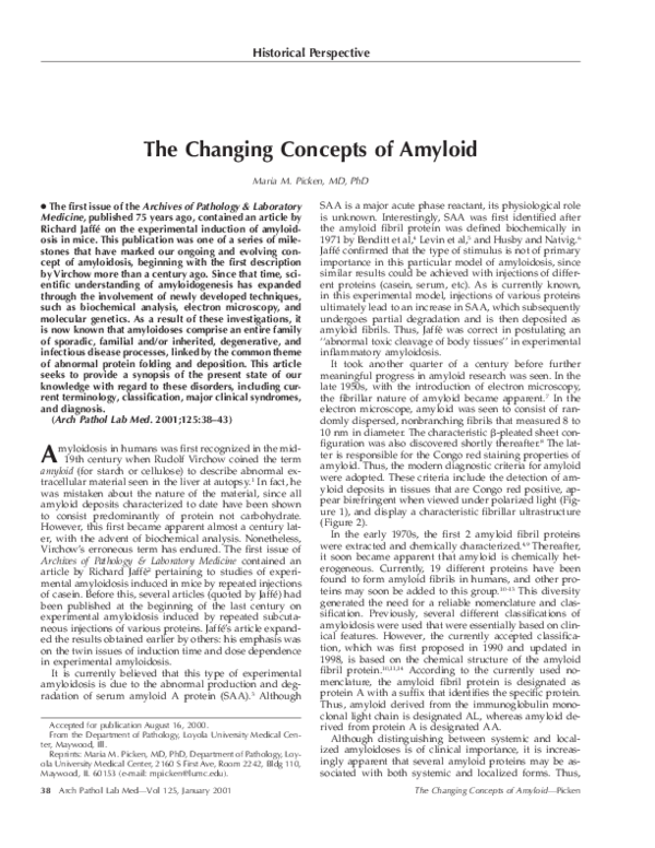 (PDF) The Changing Concepts of Amyloid