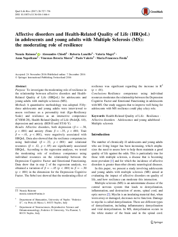 (PDF) Affective disorders and Health-Related Quality of Life (HRQoL) in ...