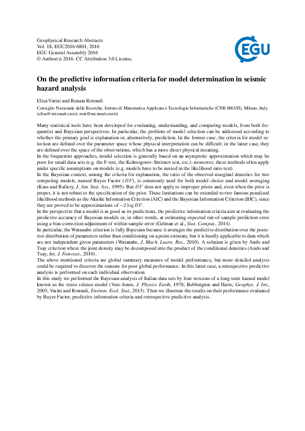 (PDF) On the predictive information criteria for model determination in ...