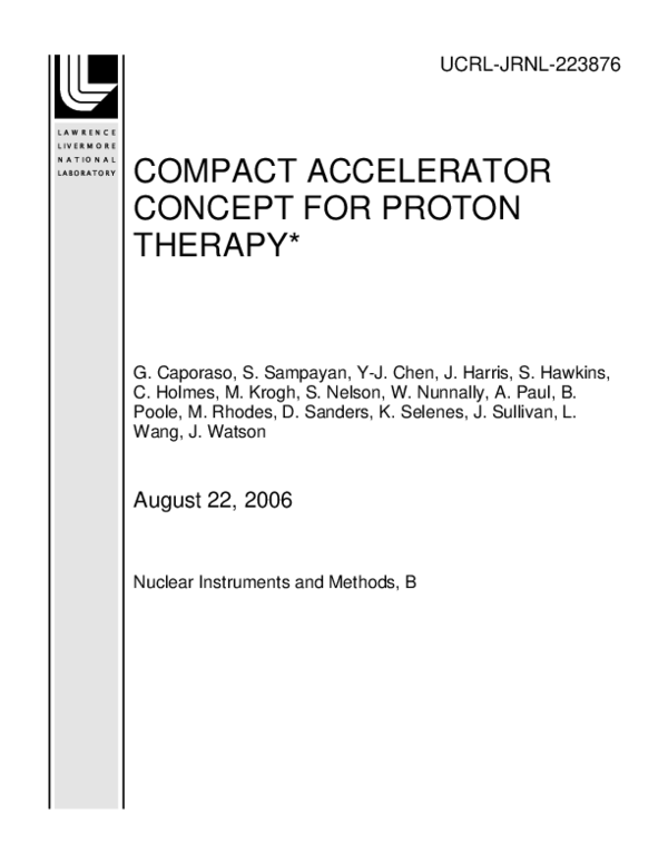 (PDF) Compact accelerator concept for proton therapy