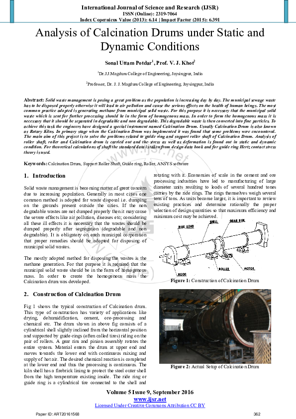 (PDF) Analysis of Calcination Drums under Static and Dynamic Conditions