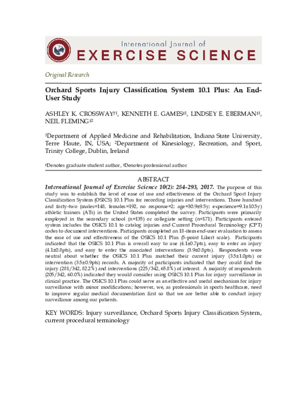 (PDF) Orchard Sports Injury Classification System 10.1 Plus: An End ...