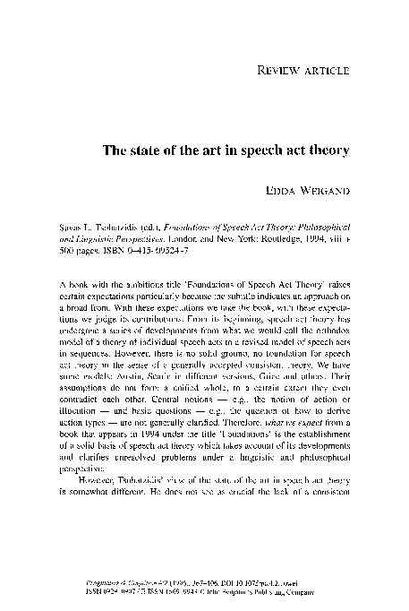 (PDF) The state of the art in speech act theory