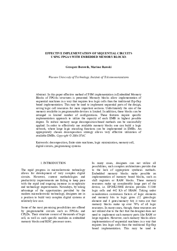 (PDF) B02: Effective implementation of sequential circuits using FPGAs ...
