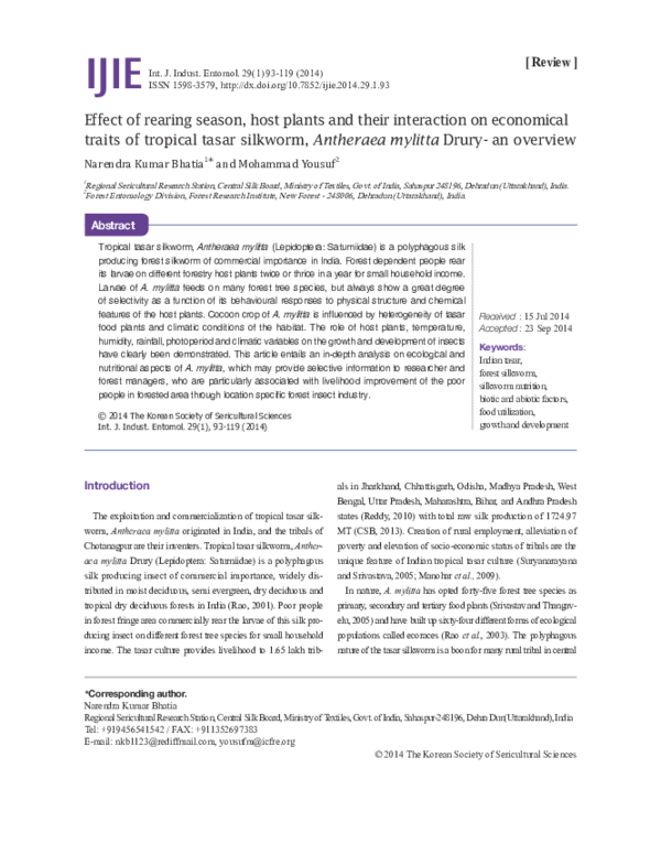 (PDF) Effect of rearing season, host plants and their interaction on ...