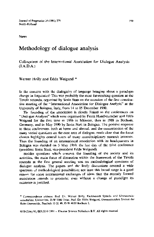 (PDF) Methodology of dialogue analysis