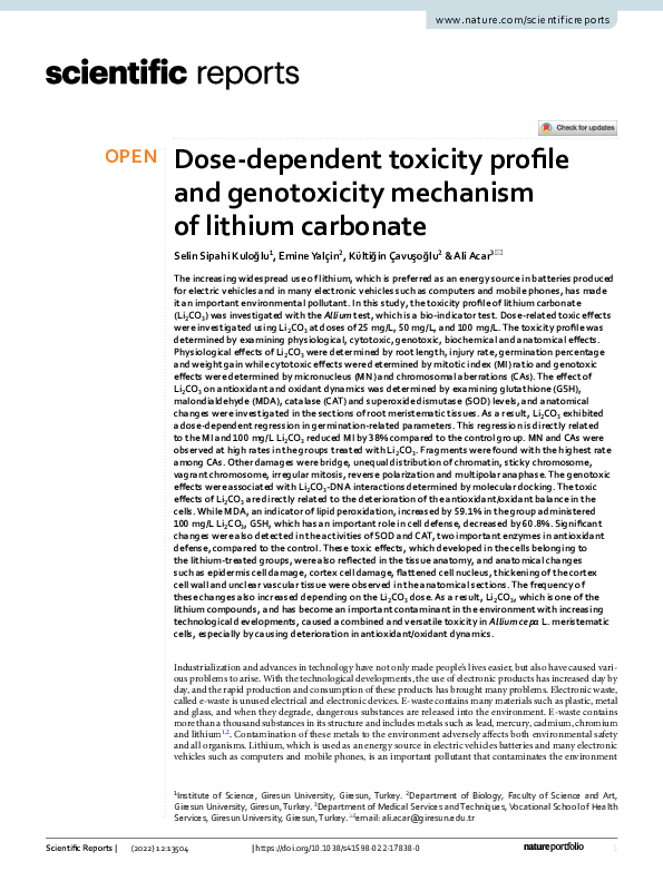 (PDF) Dose-dependent toxicity profile and genotoxicity mechanism of ...