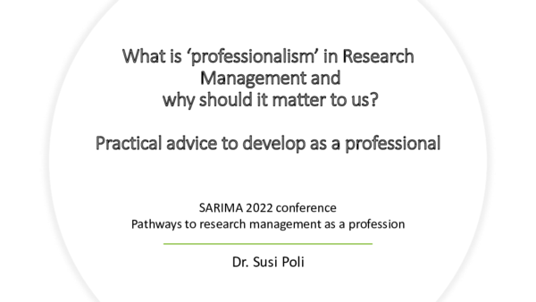 (PDF) What is 'professionalism' in Research Management and why should ...