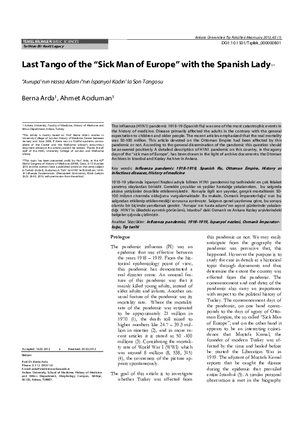 (PDF) Last Tango of the “Sick Man of Europe” with the Spanish Lady