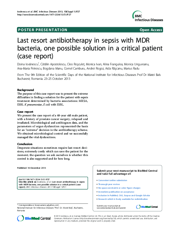 (PDF) Last resort antibiotherapy in sepsis with MDR bacteria, one ...