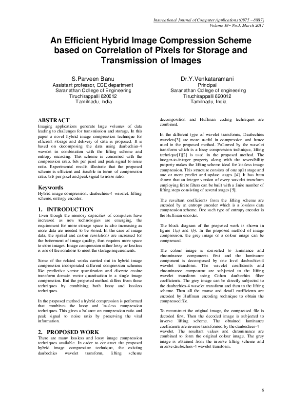 Pdf An Efficient Hybrid Image Compression Scheme Based On Correlation