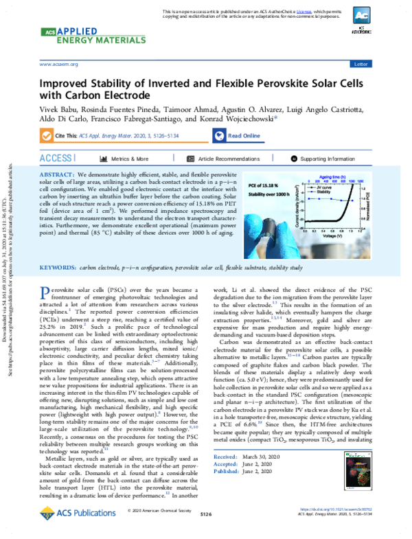 (PDF) Improved Stability of Inverted and Flexible Perovskite Solar Cells with Carbon Electrode