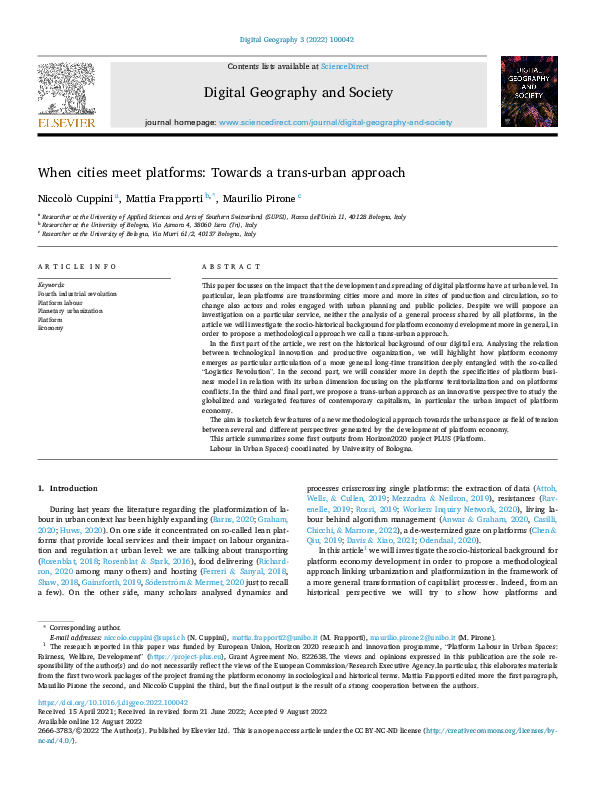 When cities meet platforms: Towards a trans-urban approach When cities meet platforms: Towards a trans-urban approach