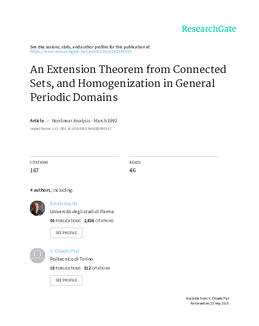 (PDF) An extension theorem from connected sets, and homogenization in general periodic domains