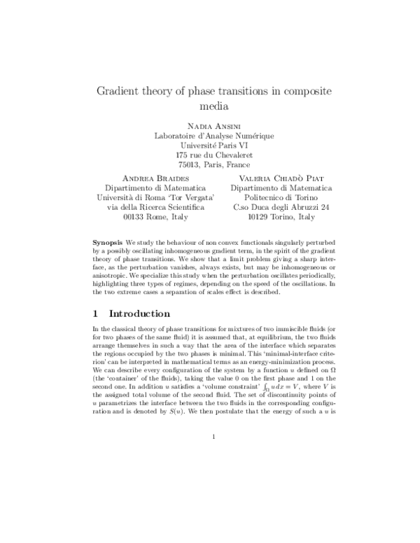 (PDF) Gradient theory of phase transitions in composite media