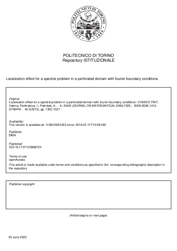 Pdf Localization Effect For A Spectral Problem In A Perforated Domain With Fourier Boundary
