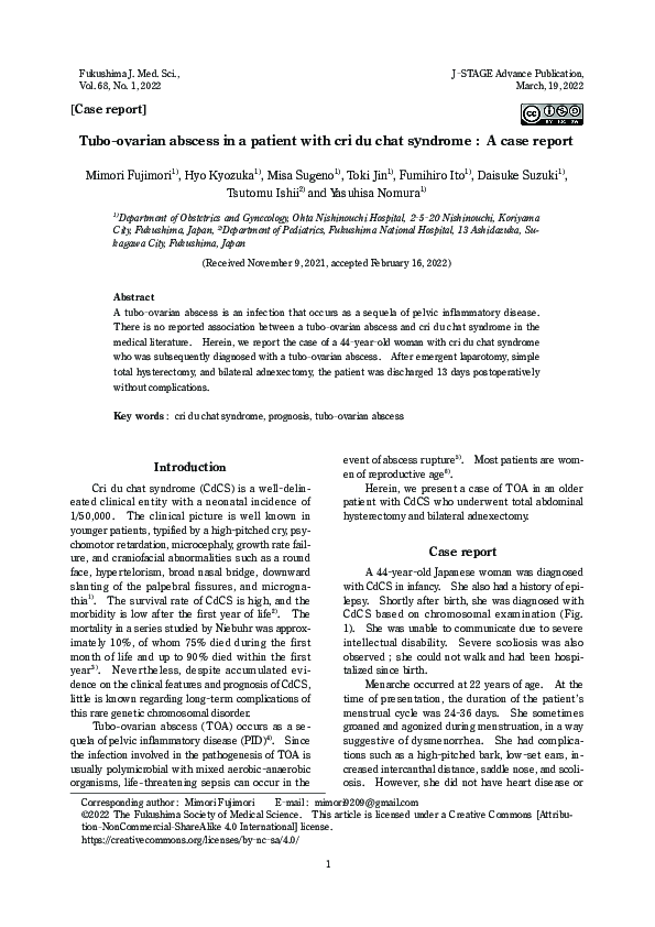 (PDF) Tubo-ovarian abscess in a patient with cri du chat syndrome: A ...